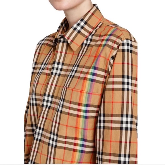 Burberry | Tops | Burberry Beige Check Rainbow Shirt | Poshmark
